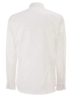 FAY Regular Fit Shirt In Stretch Poplin - White