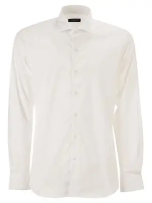 FAY Regular Fit Shirt In Stretch Poplin - White