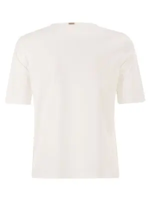 Herno Cotton T-shirt With Logo Buttons On The Sides - White