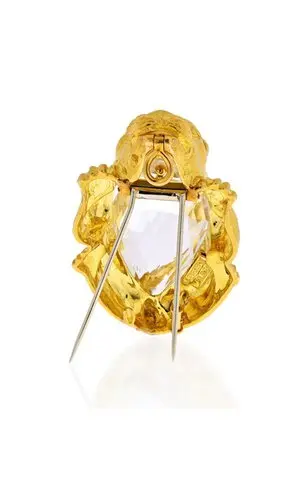 THE BACK VAULT David Webb 18k Yellow Rock Crystal Lion Brooch Pendant
