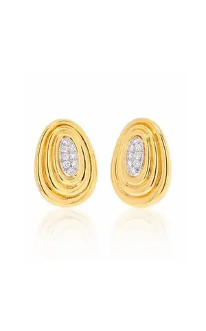 THE BACK VAULT David Webb Platinum & 18k Yellow Textured And Diamond Earrings - Gold