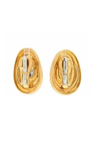 THE BACK VAULT David Webb Platinum & 18k Yellow Textured And Diamond Earrings
