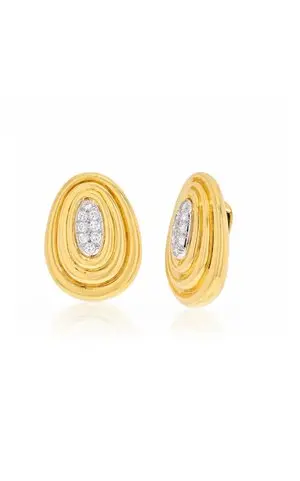 THE BACK VAULT David Webb Platinum & 18k Yellow Textured And Diamond Earrings