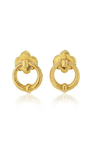 THE BACK VAULT David Webb 18k Yellow Hammered Doorknockers Large Oversized Earrings - Gold