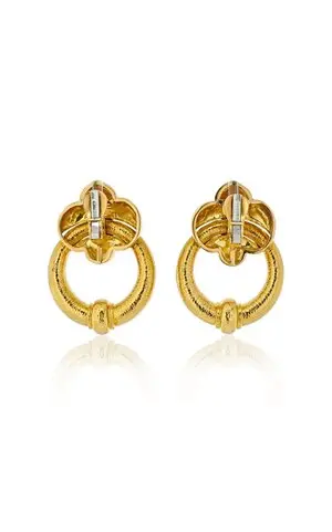 THE BACK VAULT David Webb 18k Yellow Hammered Doorknockers Large Oversized Earrings