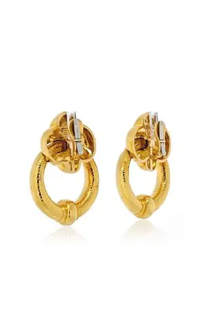 THE BACK VAULT David Webb 18k Yellow Hammered Doorknockers Large Oversized Earrings