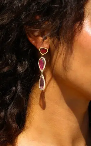 Sheryl Lowe 14k Yellow Gold Tourmaline Triple Drop Earrings