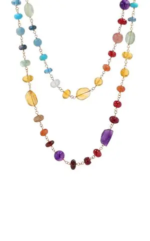 Sheryl Lowe 14k Yellow Gold Rainbow Gemstone Rope Necklace