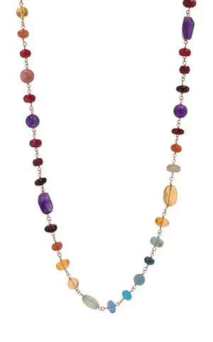 Sheryl Lowe 14k Yellow Gold Rainbow Gemstone Rope Necklace