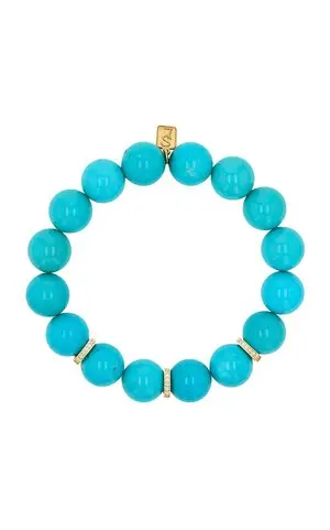 Sheryl Lowe 14k Yellow Gold Sleeping Beauty Turquoise And Diamond Beaded Bracelet - Blue