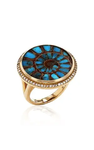 Sheryl Lowe 14k Yellow Gold Turquoise Ammonite Cocktail Ring - Blue