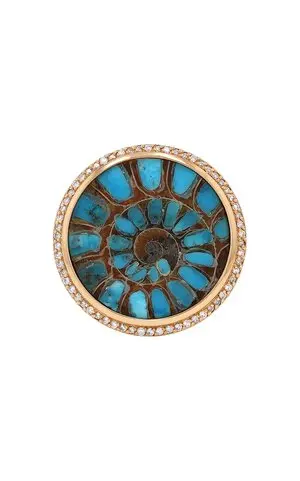Sheryl Lowe 14k Yellow Gold Turquoise Ammonite Cocktail Ring