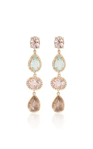 Sheryl Lowe 14k Yellow Gold Sunset Multi Stone Drop Earrings - Pink