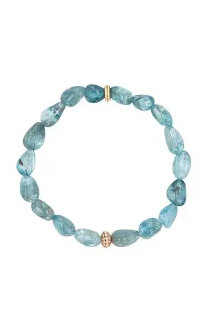 Sheryl Lowe 14k Yellow Gold Zircon Nugget Diamond Beaded Bracelet - Blue