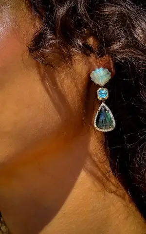 Sheryl Lowe 14k Yellow Gold Seaside Opal Shell Earrings