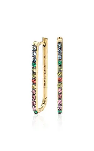 Sheryl Lowe 14k Yellow Gold Rainbow Gemstone Paperclip Earrings - Multi