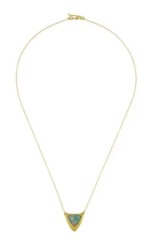 TEN THOUSAND THINGS 18k Green Gold Opal Triangle Pendant Necklace - Blue