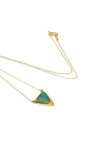 TEN THOUSAND THINGS 18k Green Gold Opal Triangle Pendant Necklace