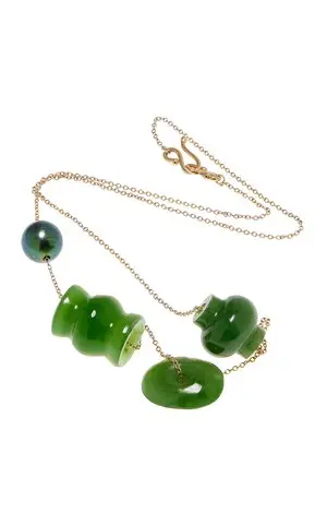 TEN THOUSAND THINGS 18k Gold Jade Mini Trade Bead Necklace