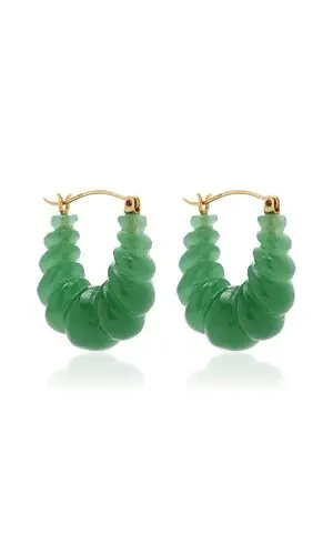 TEN THOUSAND THINGS 18k Gold Jade Carved Hoop