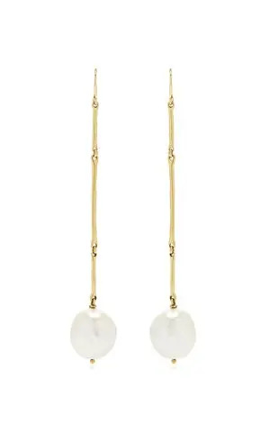 TEN THOUSAND THINGS 18k Green Gold South Sea Pearl Shoulder Duster Earring - White