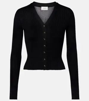 Saint Laurent Ribbed-knit Wool, Cashmere, Silk Cardigan - Black