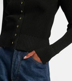 Saint Laurent Ribbed-knit Wool, Cashmere, Silk Cardigan