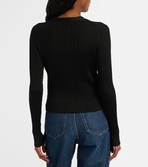 Saint Laurent Ribbed-knit Wool, Cashmere, Silk Cardigan