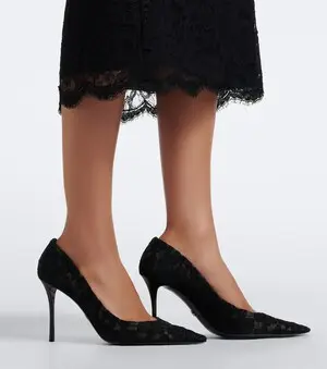 Dolce & Gabbana Leather-trimmed Lace Pumps
