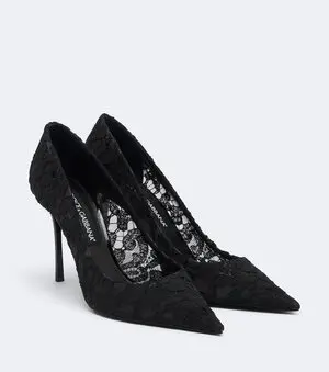 Dolce & Gabbana Leather-trimmed Lace Pumps - Black