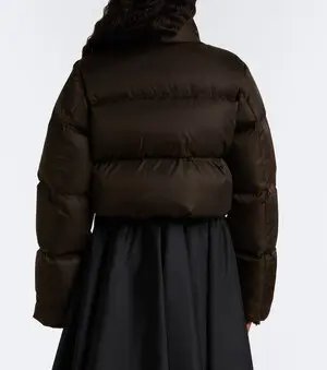 Prada Cropped Re-nylon Down Jacket - Brown