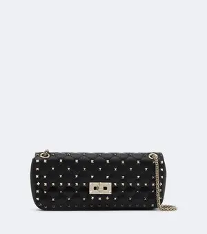 Valentino Garavani Rockstud Spike Medium Leather Shoulder Bag - Black