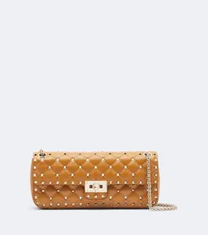 Valentino Garavani Rockstud Spike Medium Leather Shoulder Bag - Orange