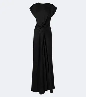 Victoria Beckham Aria Draped Satin Gown - Black