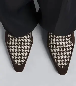 Manolo Blahnik Petusi Houndstooth Suede Pumps