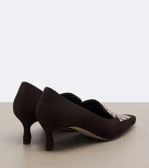 Manolo Blahnik Petusi Houndstooth Suede Pumps
