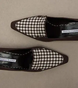 Manolo Blahnik Petusi Houndstooth Suede Pumps