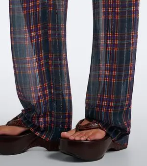 Dries Van Noten Plaid Lamé Straight Pants