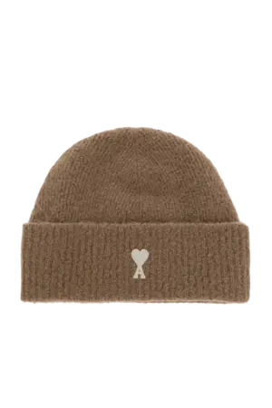 AMI Paris Cap With Embroidered Logo - Beige