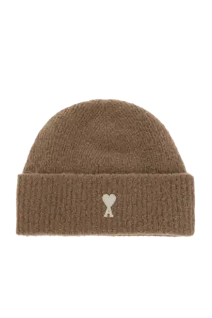 AMI Paris Cap With Embroidered Logo - Beige