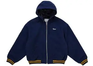 Supreme Larry Clark Hooded Varsity Jacket - Navy Blue