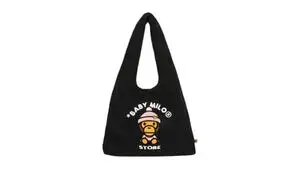 A BATHING APE Baby Milo Graphic Fur Large Tote Bag - Black