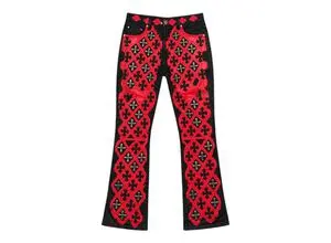 GUAPI Crimson Relic Waxed Denim Jeans - Red/black