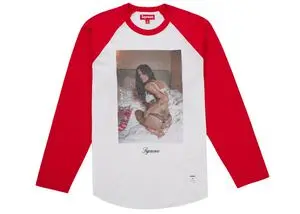 Supreme Larry Clark Sequin Raglan Shirt Long Sleeve Top - Red