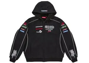 Supreme Racing Lined Zip Up Hooded Sweatshirt