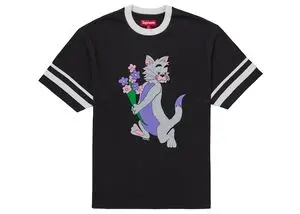 Supreme Glitter Cat Short Sleeve Top - Black