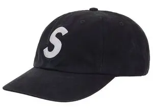 Supreme Washed Canvas S Logo 6panel Hat - Black