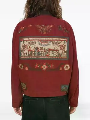 SAMUEL ZELIG Folk Embroidered Corduroy-collar Jacket