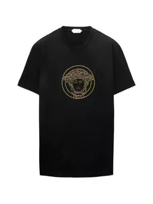 Versace Medusa-embroidery Sequin-embellished T-shirt - Black
