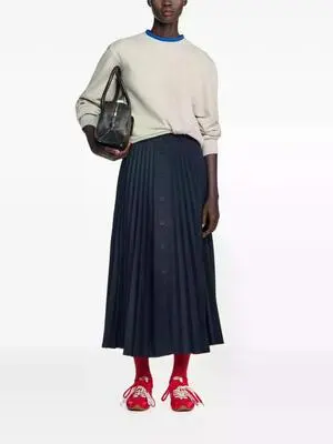 Sandro Pleated Button-front Midi Skirt